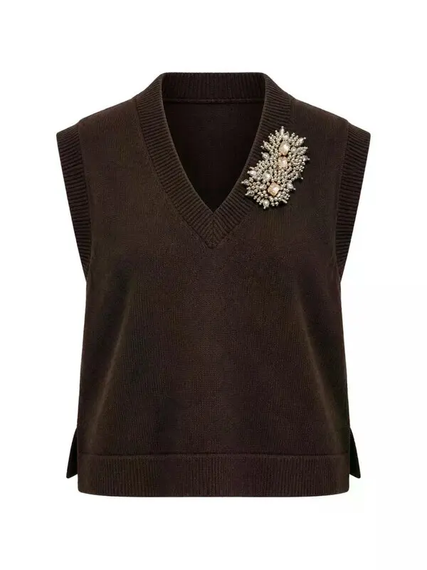 Liviana Conti Abilene Embellished V-neck Vest