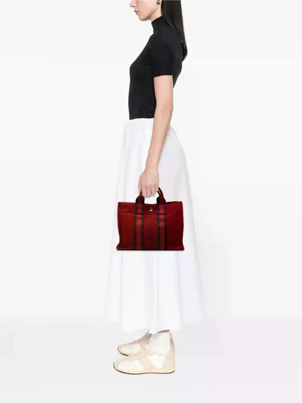 Hermès 1990-2010 Canvas Fourre Tout Pm Tote Bag - Red