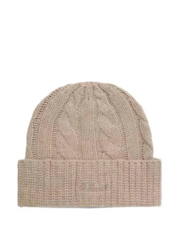 MC2 SAINT BARTH Cable-knit Embroidered Beanie Hat - Neutrals