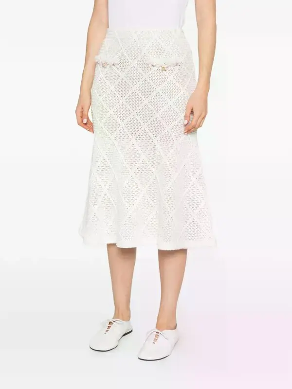 SELF-PORTRAIT Diamond-knit Midi Skirt