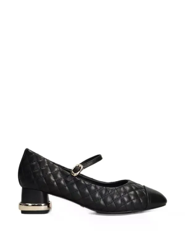 GOLD & ROUGE Flony Quilted Buckle-strap Pumps - Black