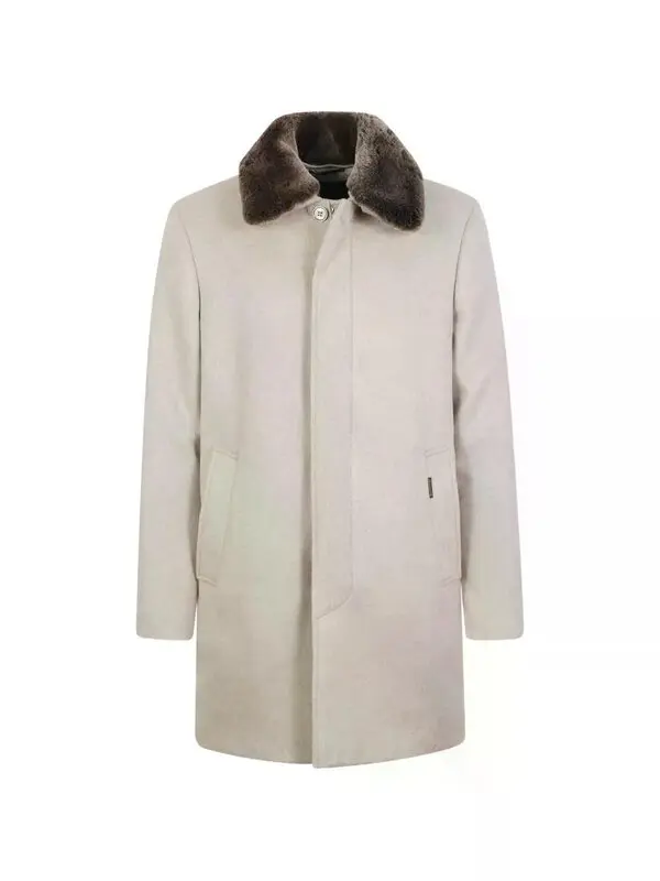 MOORER Fur-collar Concealed-fastening Coat