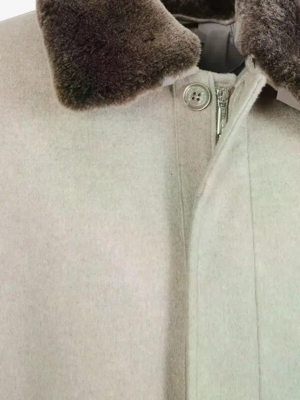 MOORER Fur-collar Concealed-fastening Coat