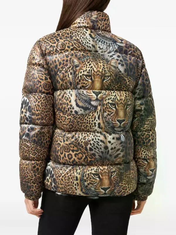 Philipp Plein Short Puffer Jacket Leopard All-over