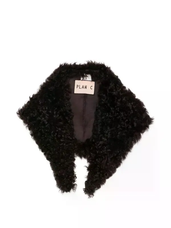 Plan C Curly Shearling Scarf - Brown