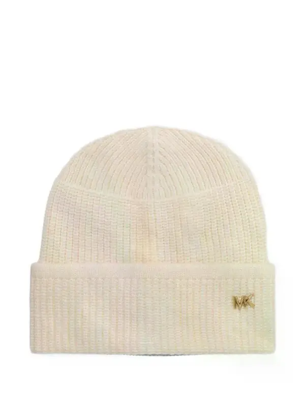 Michael Kors Logo-plaque Ribbed-knit Beanie Hat