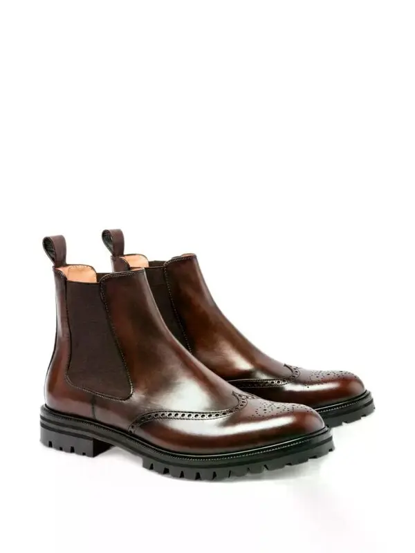 TESTONI Brogue-detail Leather Chelsea Boots