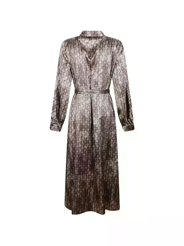 Kiton Geometric-print Belted Maxi Dress - Brown