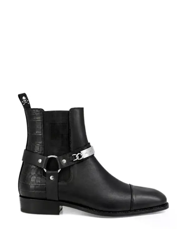 Philipp Plein Mix Leather Chelsea Boots - Black