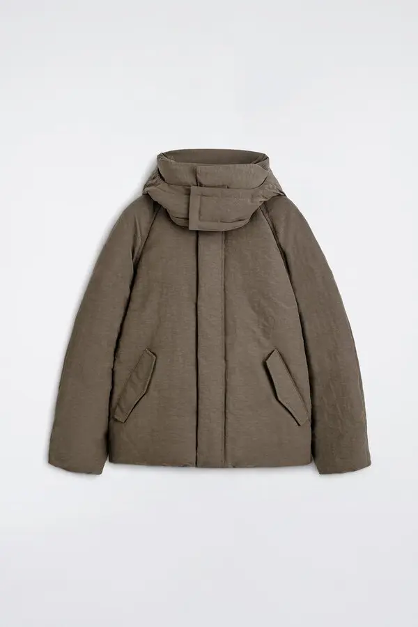 Cos Oversized Nylon-linen Hooded Down Puffer Jacket