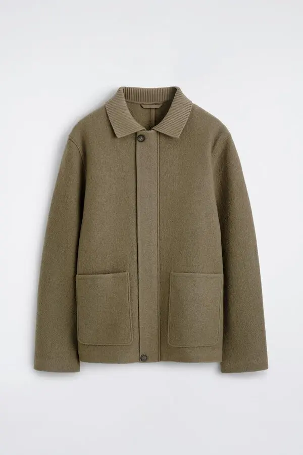 Cos Ribbed-collar Boiled Wool Chore Jacket