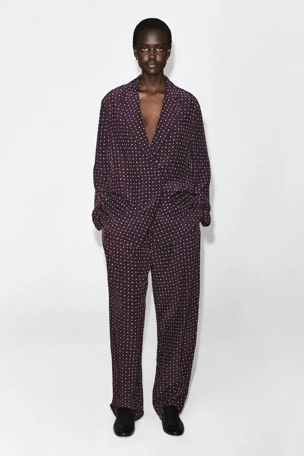 Cos Diamond-print Straight-leg Pants