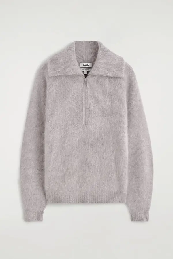 Cos Brushed Pure Cashmere Zip-up Sweater
