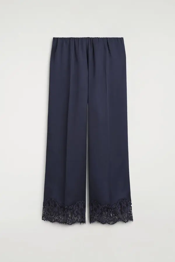 Cos Lace-trimmed Satin Pants
