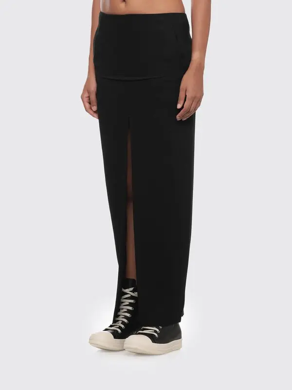 Rick Owens Long Knitted Wool Pencil Skirt With Back Slit - Black