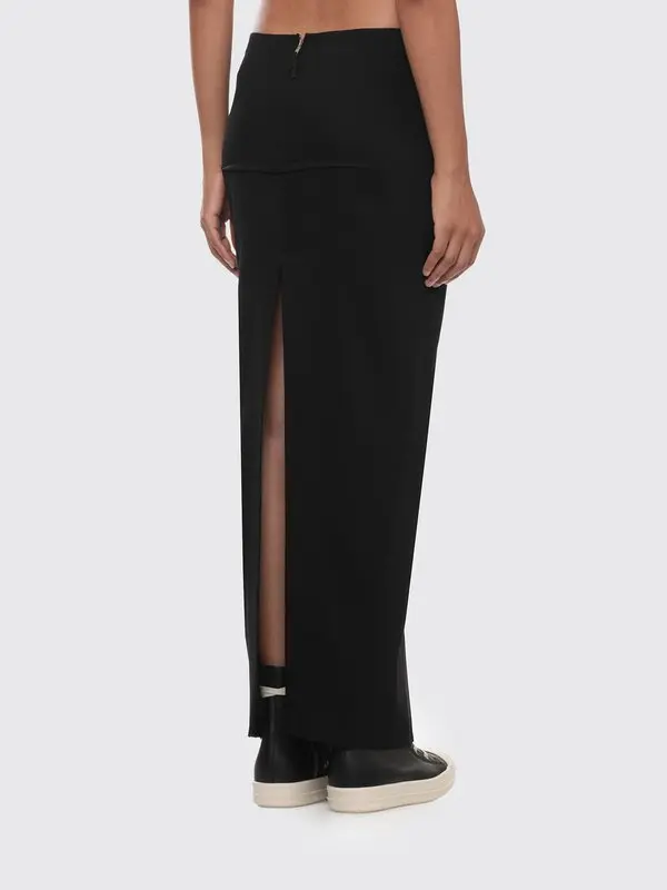 Rick Owens Long Knitted Wool Pencil Skirt With Back Slit