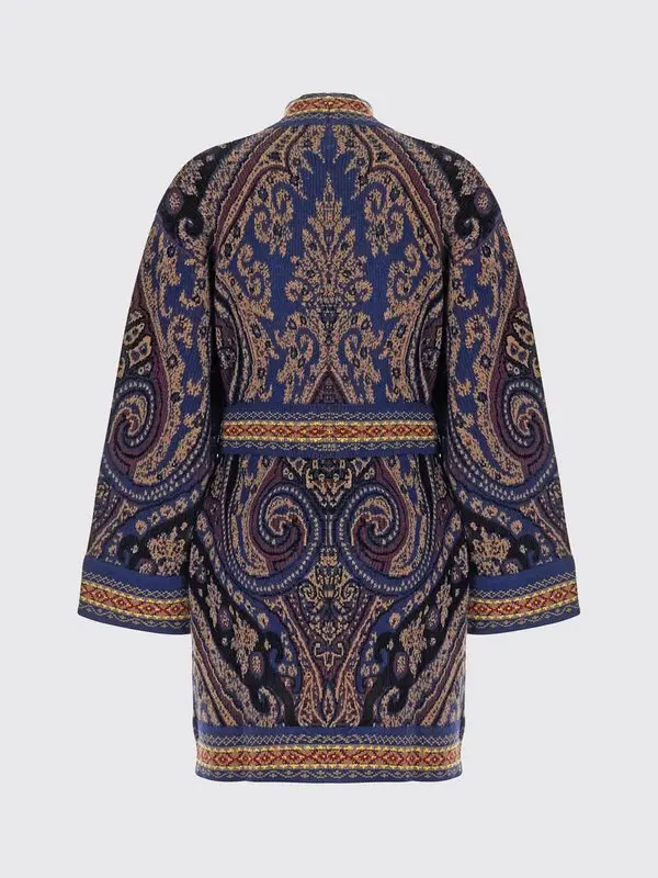 Etro Jacquard Wool-blend Robe Cardigan With A Tie Belt And Dropped Shoulders