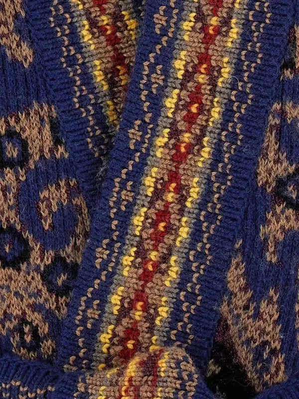 Etro Jacquard Wool-blend Robe Cardigan With A Tie Belt And Dropped Shoulders