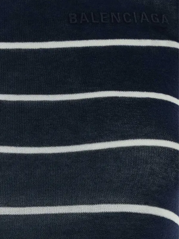 Balenciaga Striped Sleeveless Cotton-blend Top With Crew Neck