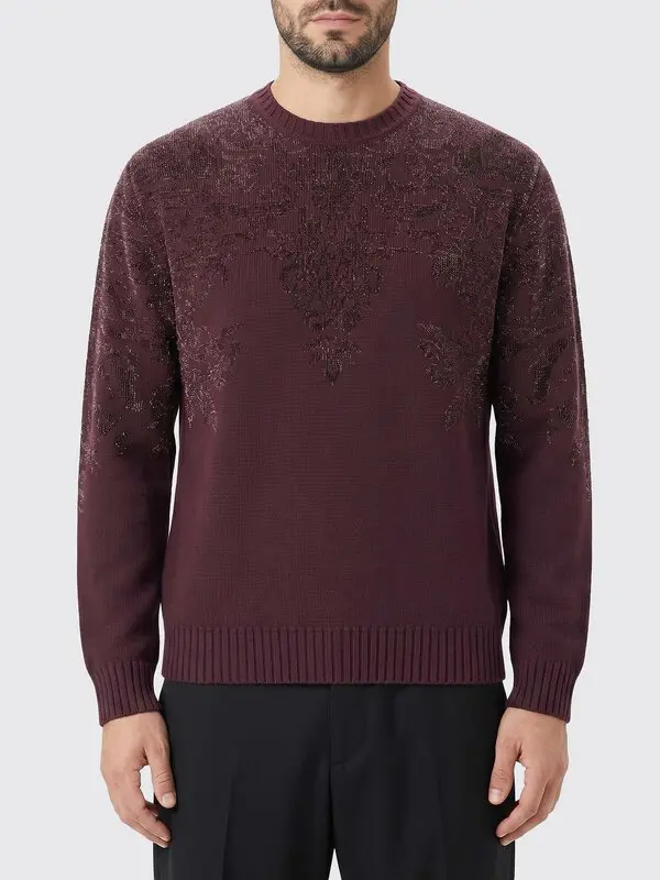 Etro Chenille Velvet Crew-neck Jumper With Embroidery And Dropped Shoulders