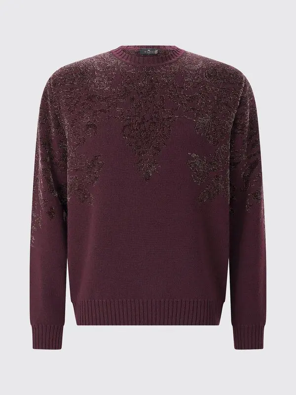 Etro Chenille Velvet Crew-neck Jumper With Embroidery And Dropped Shoulders