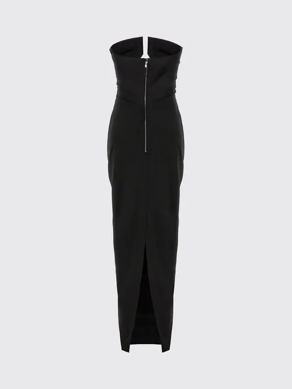 Rick Owens Off-the-shoulder Long Evening Gown In Wool Crêpe With Cut-out Details - Black