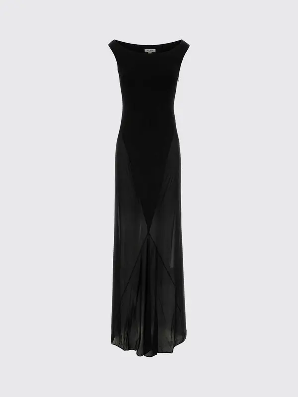 Alaïa Long A-line Stretch-viscose Dress With Boat Neck