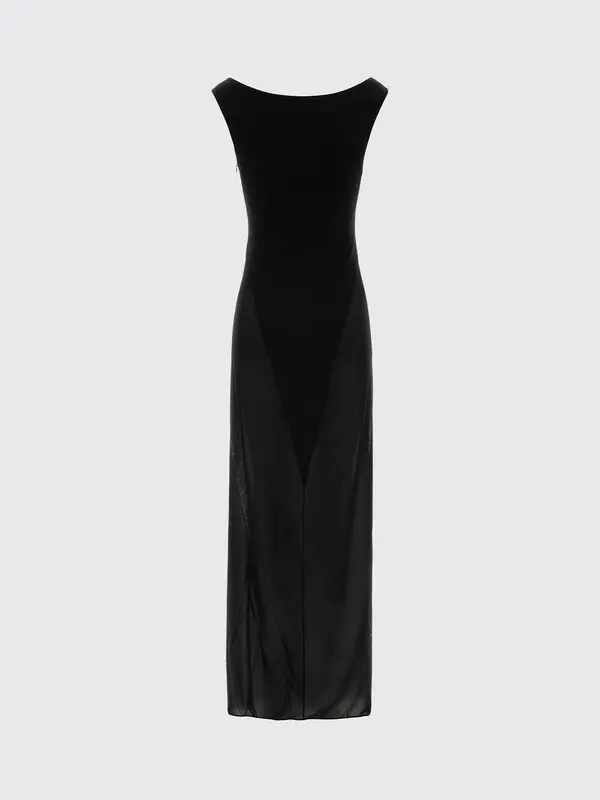 Alaïa Long A-line Stretch-viscose Dress With Boat Neck
