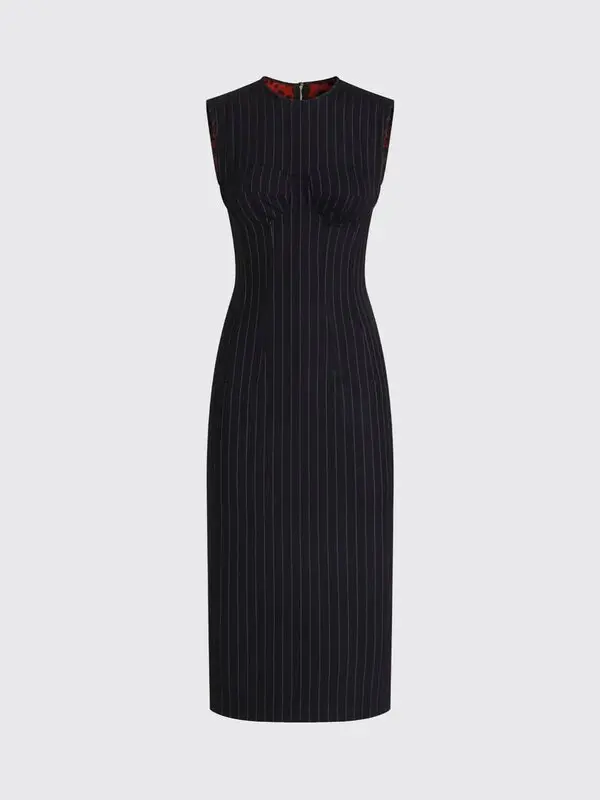 Dolce & Gabbana Sleeveless Pin Wool Midi Sheath Dress