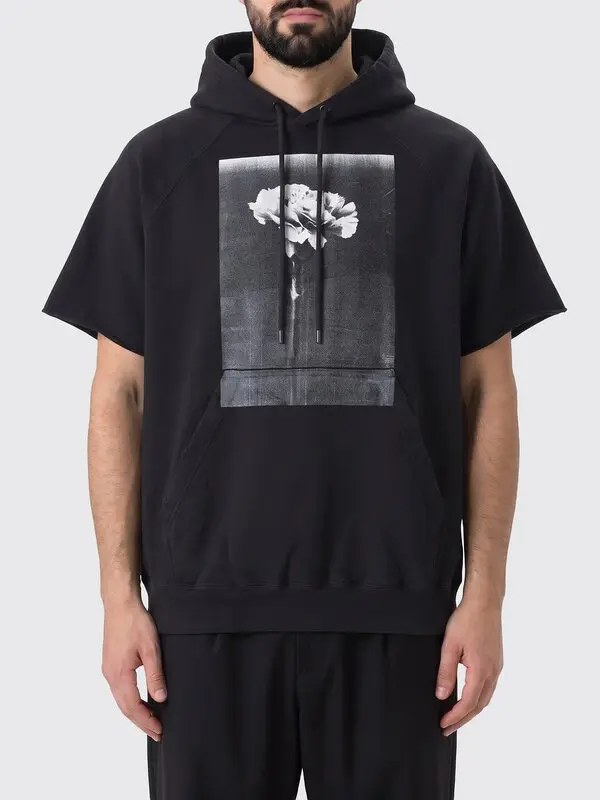 Balenciaga Short-sleeved Graphic Print Cotton Hoodie