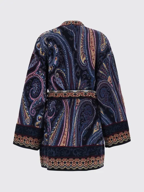 Etro Paisley Print Wool-blend Robe Coat With Belt