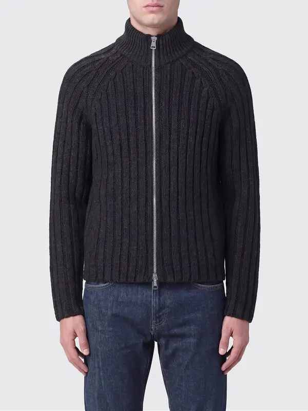 Our Legacy Ribbed Pure Merino Wool Roll Neck Cardigan With Zip Closure