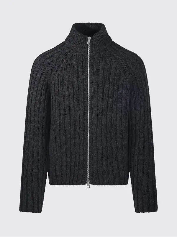 Our Legacy Ribbed Pure Merino Wool Roll Neck Cardigan With Zip Closure