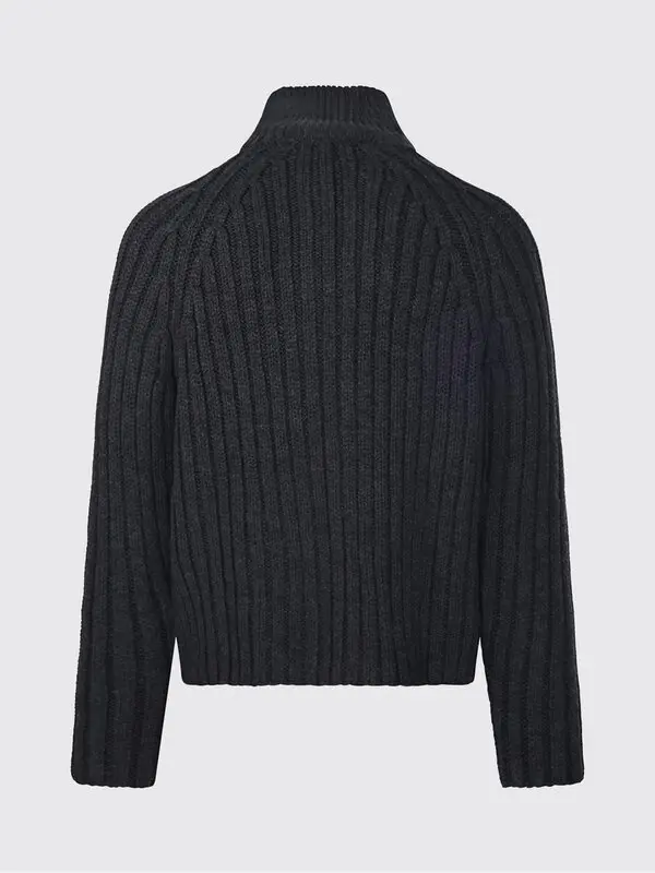 Our Legacy Ribbed Pure Merino Wool Roll Neck Cardigan With Zip Closure