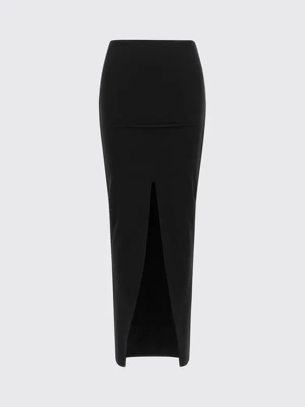 Rick Owens High-waisted Long Pencil Skirt In Viscose Knit With Front Slit - Black