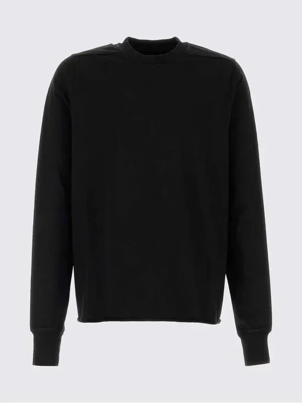 Rick Owens Long-sleeved Cotton T-shirt With Webbing - Black