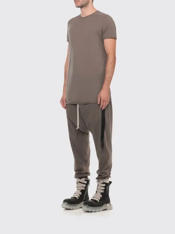 Rick Owens Longline Cotton Short-sleeved T-shirt With Straps - Grey