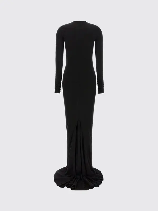 Rick Owens Long-sleeved Slim Fit Cotton Jersey Dress With Train