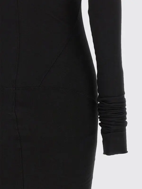 Rick Owens Long-sleeved Slim Fit Cotton Jersey Dress With Train