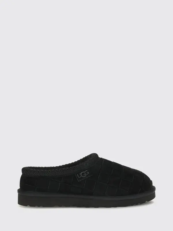 UGG Tasman Woven Suede Mules With Fur Lining - Black