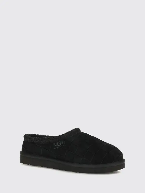 UGG Tasman Woven Suede Mules With Fur Lining - Black