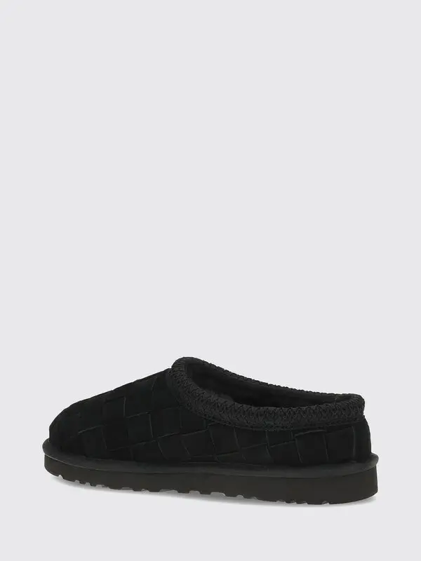 UGG Tasman Woven Suede Mules With Fur Lining - Black