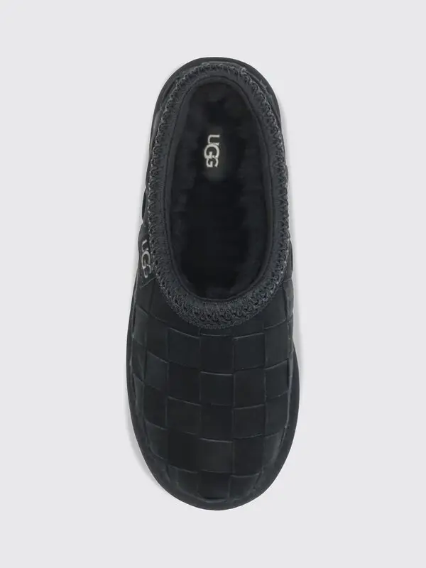 UGG Tasman Woven Suede Mules With Fur Lining - Black
