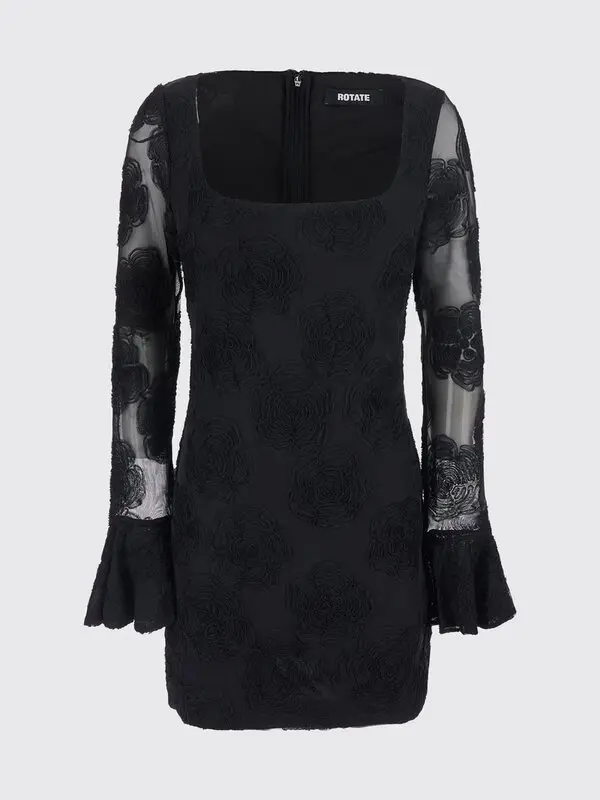 ROTATE BY BIRGER CHRISTENSEN Floral Mesh Sheath Mini Dress With Long Sleeves
