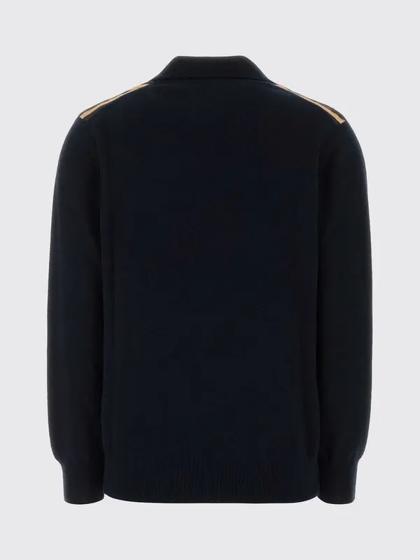 Etro Graphic Print Wool And Cashmere Knit Polo With Long Sleeves