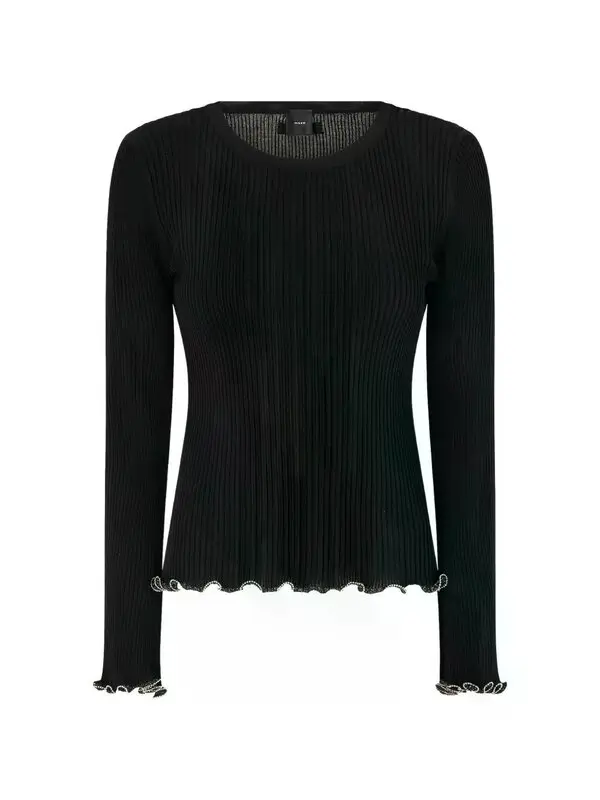 Pinko Ribbed Sweater With Jewel Edges - Black