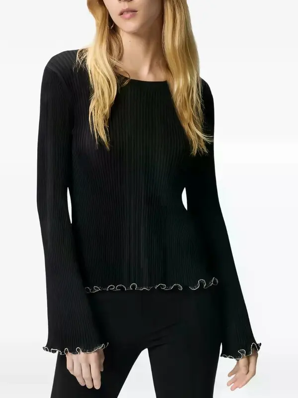 Pinko Ribbed Sweater With Jewel Edges