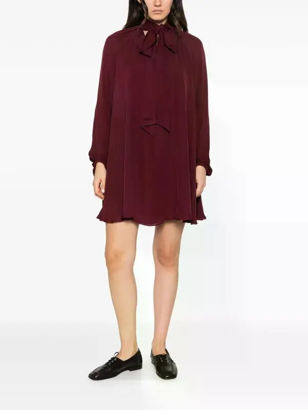 Simkhai Tie-neck Long-sleeve Mini Dress - Red