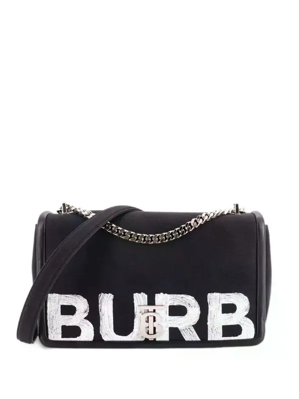 Burberry Lola Printed Canvas Medium Shoulder Bag - Black