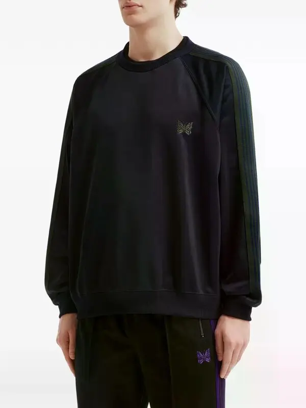 Needles Butterfly-embroidered Side-stripe Sweatshirt